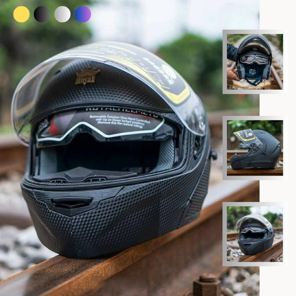 Mũ Bảo Hiểm Fullface Royal M179 Vân Carbon - Lật Cằm 2 Kính Chính Hãng ...
