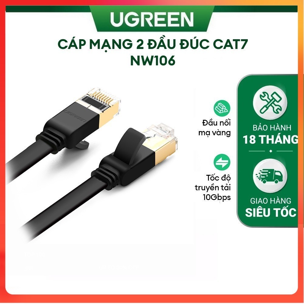 Cáp mạng 2 đầu đúc Cat7 UTP Patch Cords dạng dẹt UGREEN NW106 | Đầu nối ...