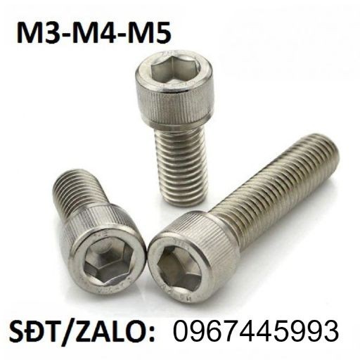 (Combo 10 con) Bu lông M3/M4/M5 lục giác chìm đầu trụ inox nhiều kích ...