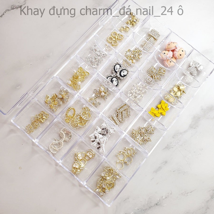 Khay nhựa meka 24 ô, đựng charm nail hoa bột đá nail | Shopee Việt Nam