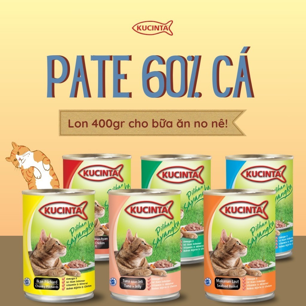 [400g] Pate Kucinta lon 400g cho mèo từ 0.5kg | Shopee Việt Nam