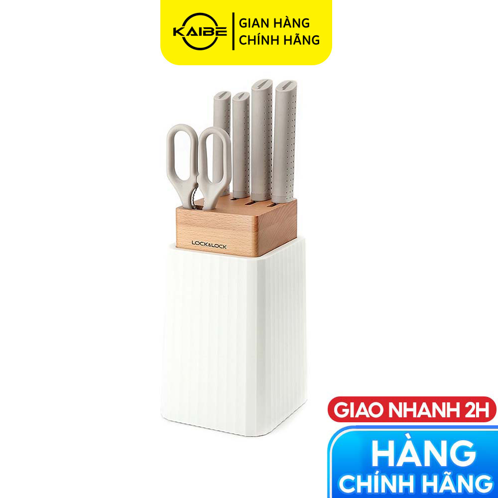 Bộ dao làm bếp 6 món Lock&Lock CKK802 có đế chống trượt - Hàng chính ...