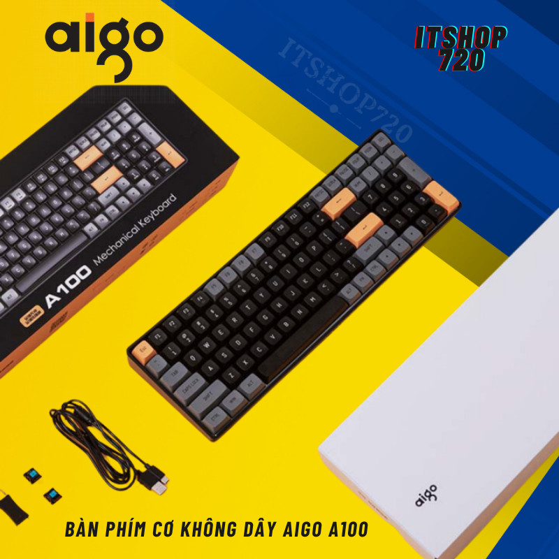 Bàn phím cơ không dây AIGO A100 - Kết nối 2 chế độ - Có Hotswap - Blue ...