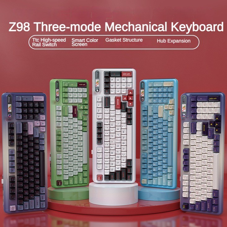 Kzzi Z98 Màn hình GIF RGB Ba chế độ Bluetooth 2.4g Bàn phím cơ đổi nóng không dây Ttc Switch ...