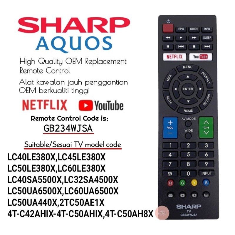 Sharp GB234WJSA Smart Flat Panel Led TV Điều khiển từ xa với NETFLIX ...