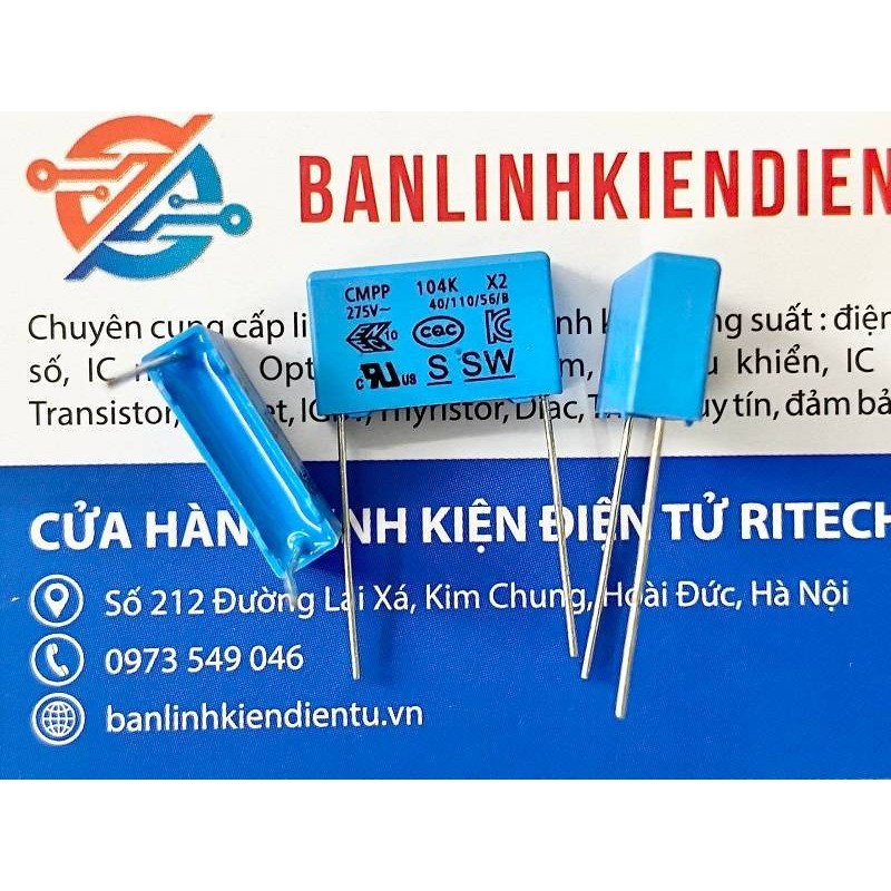 [Combo 10 chiếc] Tụ lọc nguồn AC 104K 275VAC 100nF 0.1uF 18x11x5mm ...