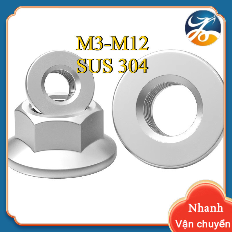 M3 / M4 / M5 / M6 / M8 / M10 / M12 Đai ốc mặt bích/ecu liền long inox ...