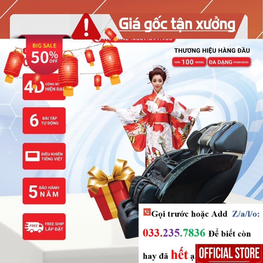 Ghế massage Okinawa A200, 4D, 12 bài tập, điều khiển tiếng Việt, ốp nhựa - P&G | Shopee Việt Nam