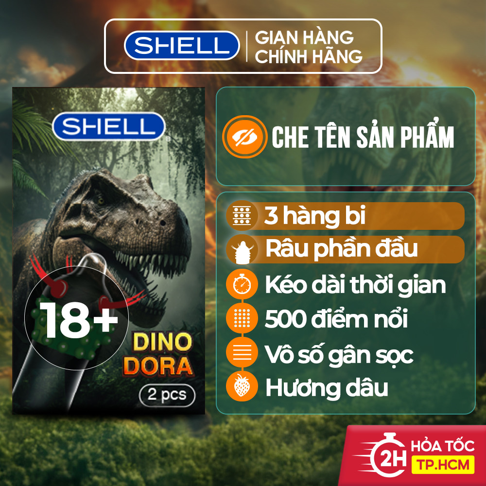 Bao cao su Shell Dino Dora - 1 bao gai, 3 hàng bi + 1 bao Shell ...
