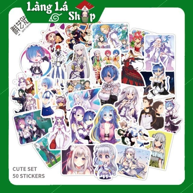 Miếng dán Sticker anime Re Zero kara Hajimeru Isekai Seikatsu trọn bộ ...