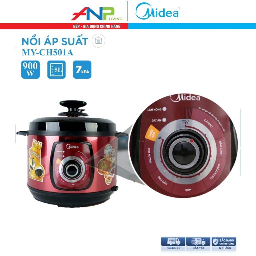 Nồi Áp Suất Điện Midea MY-CH501A (Công Suất 900W, Dung Tích 5L) | Shopee Việt Nam
