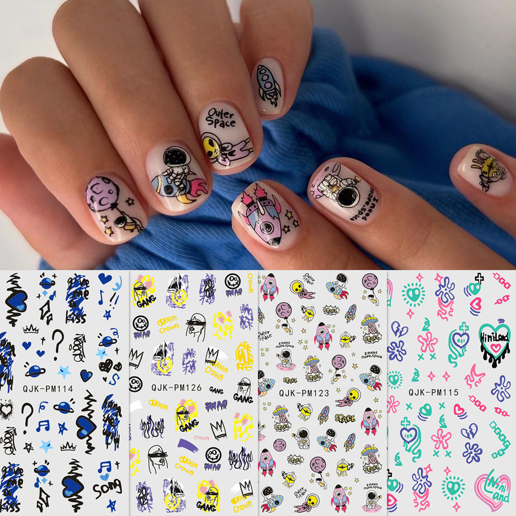 Haha Nail 4 Tờ Dán Móng Tay Nghệ Thuật Bán Buôn Hoạt Hình Mùa Hè ...