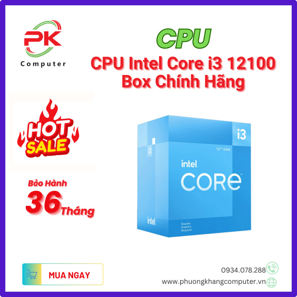 CPU INTEL CORE I3-12100 (3.3GHZ TURBO UP TO 4.3GHZ, 4 NHÂN 8 LUỒNG ...