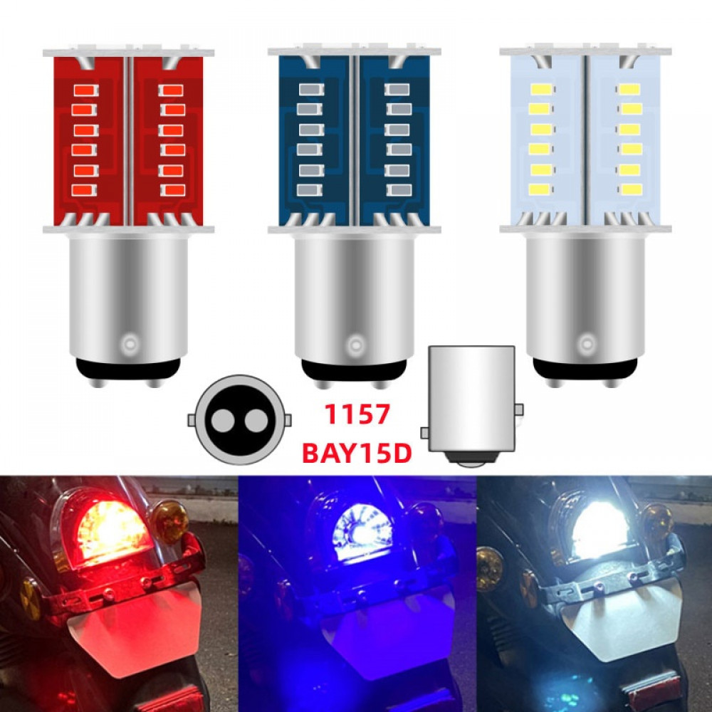 12V 30SMD Phanh Xe Máy Đuôi Nhấp Nháy Tín Hiệu Đèn LED Dừng BAY15D | Shopee Việt Nam