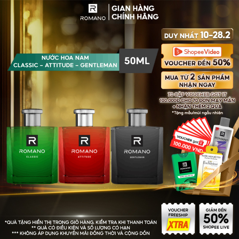 [Quà tặng Valentine 14/2] Nước hoa nam Romano EDT Attitude / Classic ...