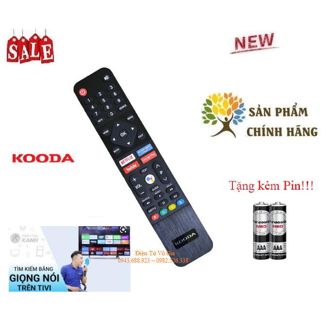 Remote Điều khiển tivi KOODA giọng nói- Hàng chính hãng theo TV mới 100% Tặng kèm Pin ...