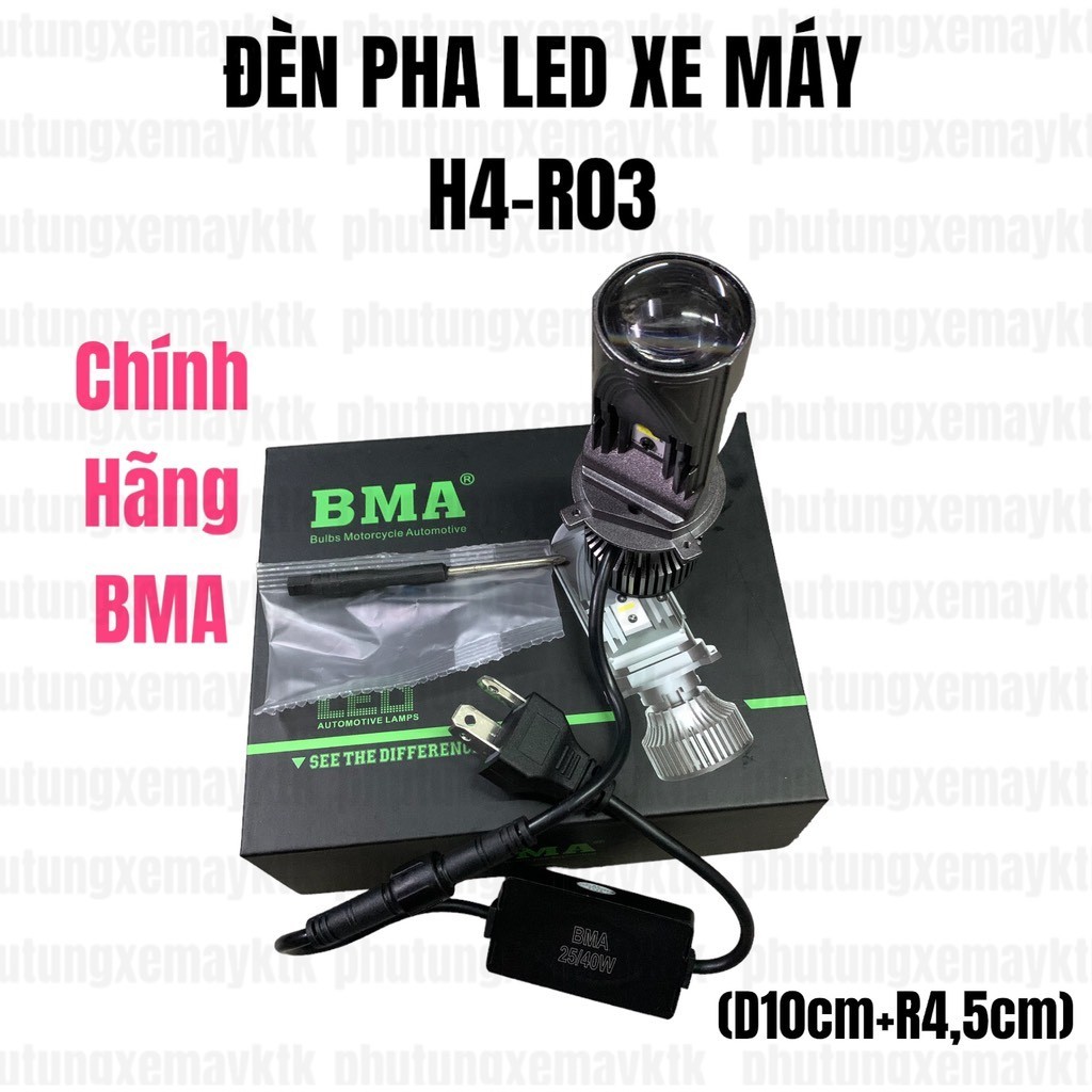 [Chính hãng led BMA] PHA LED BI CẦU XE MÁY H4-R03-SÁNG TRẮNG-25/40W-12 ...