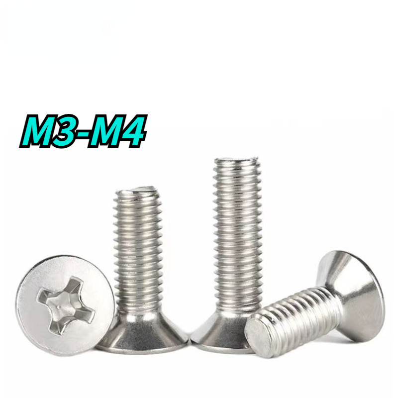 [Hnk] Thép không gỉ 304 Phillips Đầu chìm Vít Đầu phẳng Bu lông Vít nhỏ Daquan M3 / M4 | Shopee ...