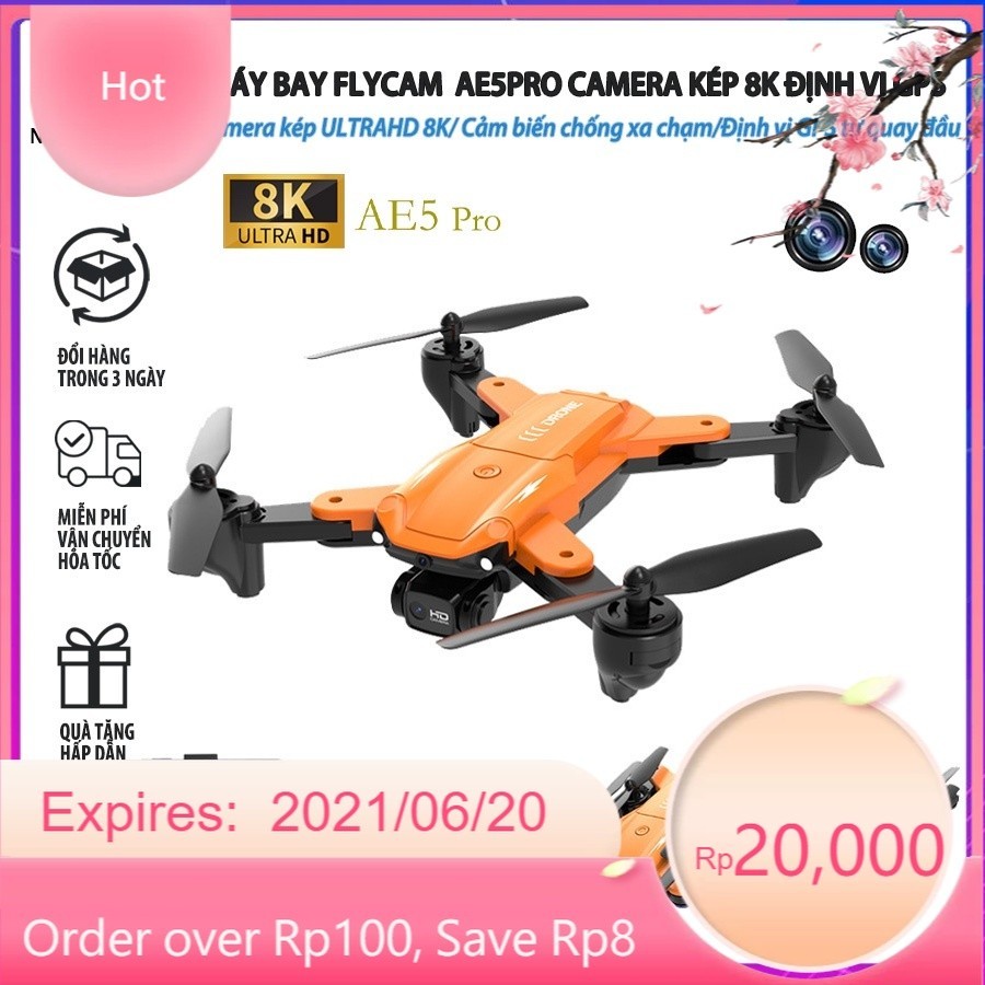 Máy Bay Flycam Camera Kép 8k AE5Pro, Cảm biến chống va chạm ,Định vị GPS chế độ camera xoay vòng ...