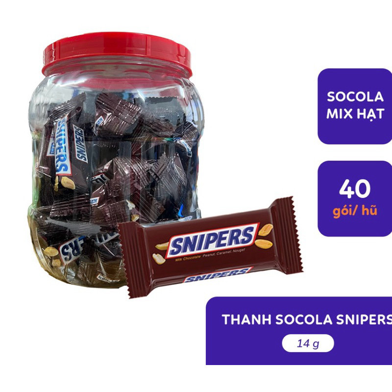 Thanh Kẹo Socola Snipers Mix Hạt 14G/Thanh - Không Ngọt Gắt, Nhập Khẩu ...