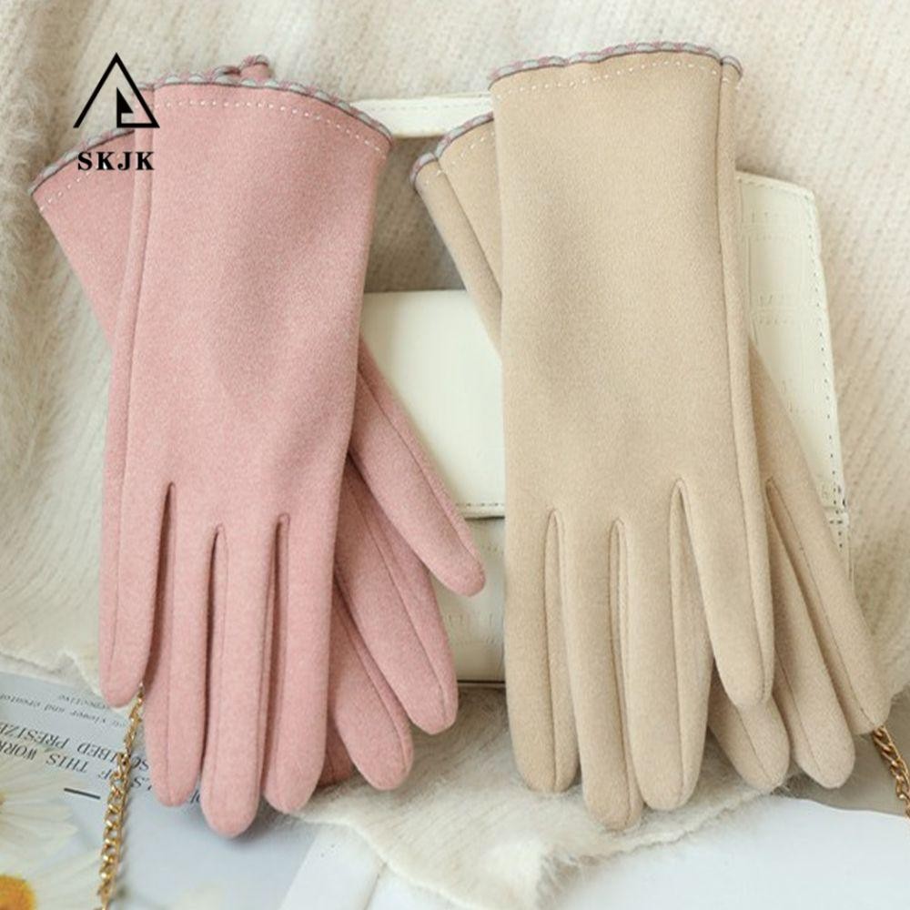 Găng tay nữ SKJK nhung mềm giữ ấm chống gió phong cách Hàn Quốc | Shopee Việt Nam