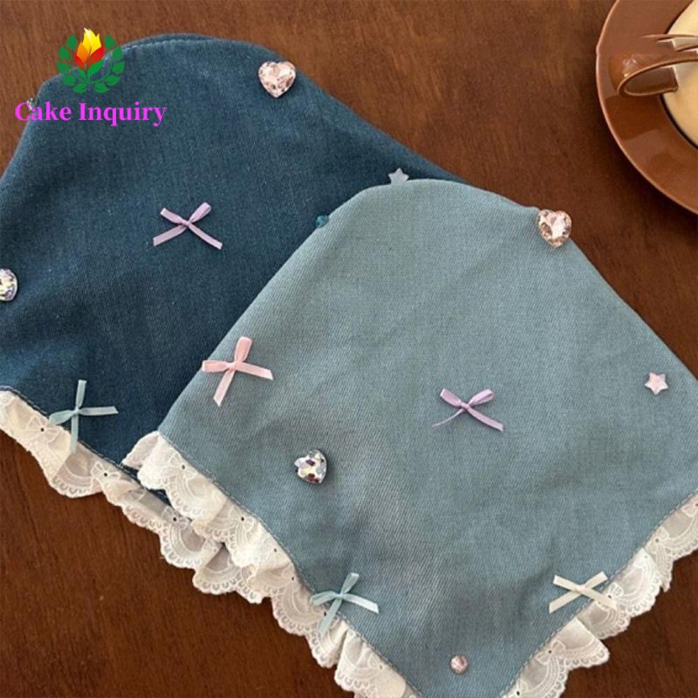 Sahrai Denim Tam Giác Khăn Trùm Đầu, Nơ Ren Hàn Quốc Tóc, Ngọt Ngào ...