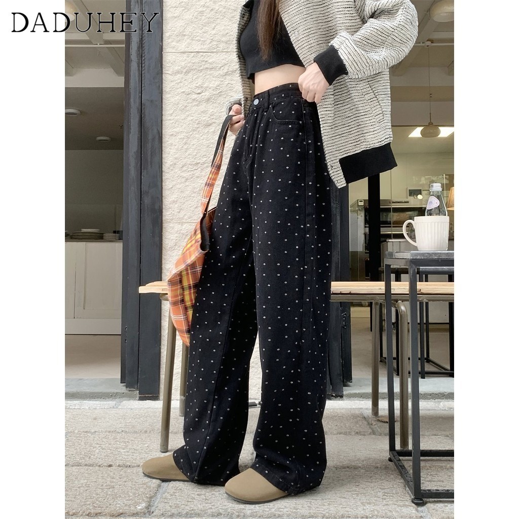 DaDuHey American Ins High Street Spotted Jeans Niche High Waist Loose ...