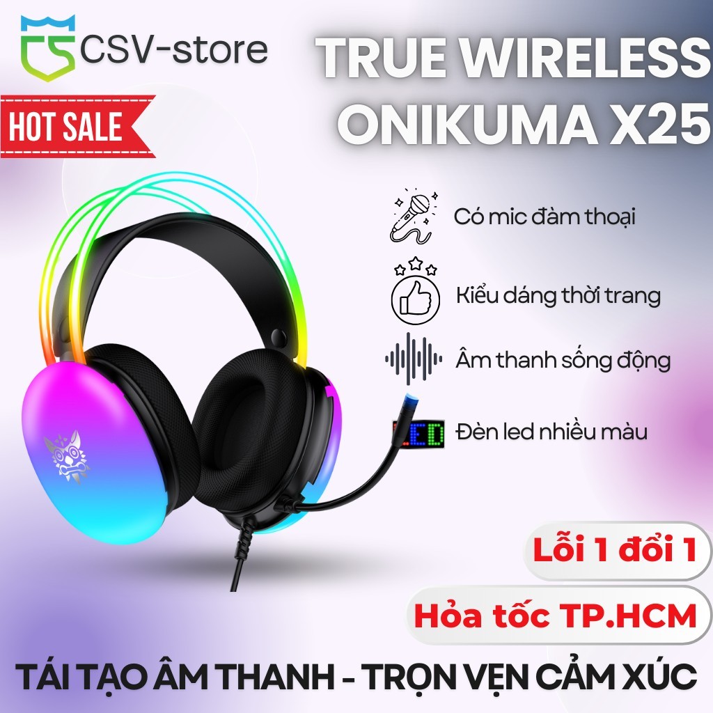 Tai Nghe Chụp Tai ONIKUMA X25 - Có Mic, Đèn RGB, Tai Nghe Có Dây Cho Máy Tính & Điện Thoại Chơi ...