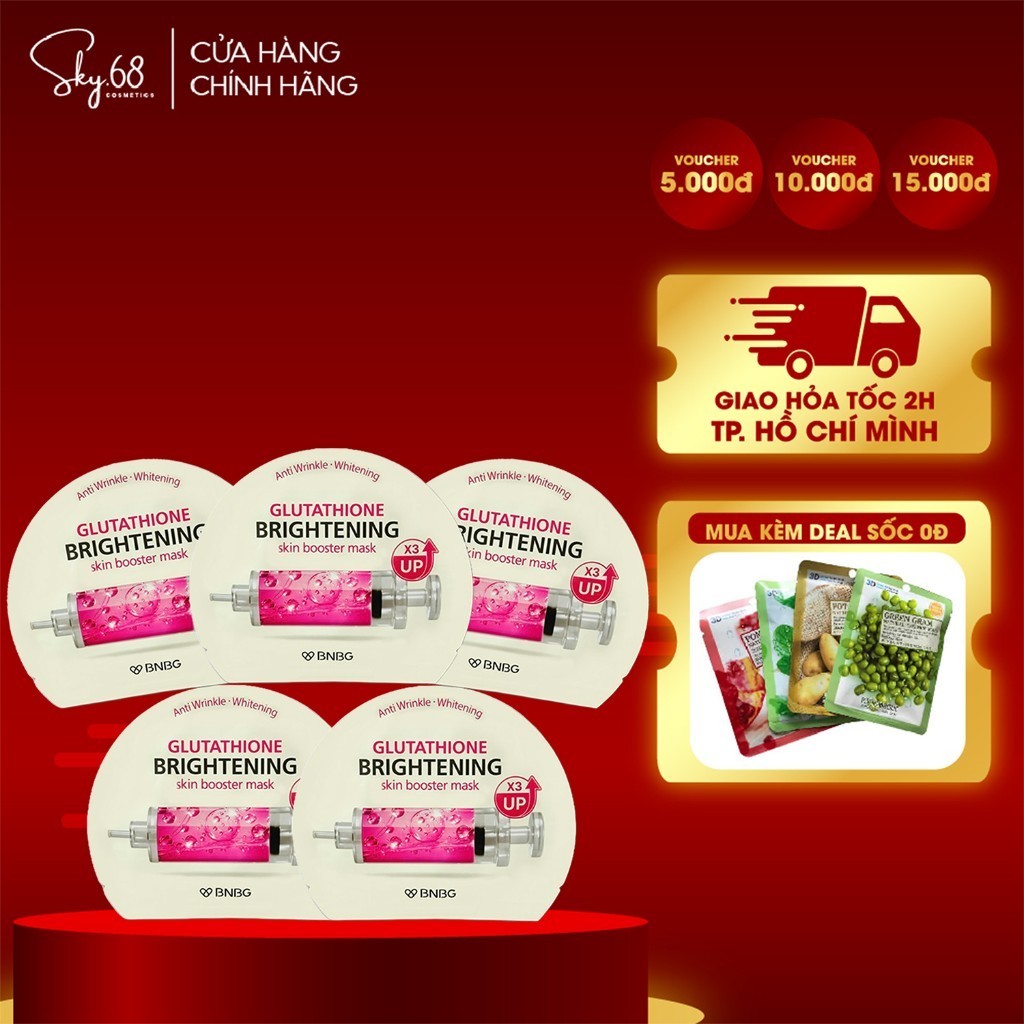 Combo 5 Mặt Nạ Truyền Trắng BNBG Glutathione Brightening SkinBooster Mask 30mlx5 - Glutathione ...