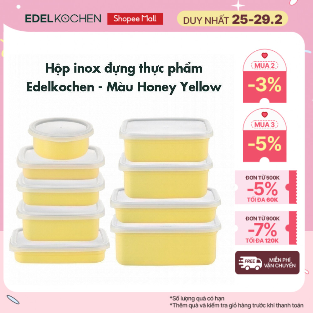Hộp đựng thực phẩm, trữ đông inox 304 Edelkochen Edellock Collection – Màu Honey Yellow | Shopee ...