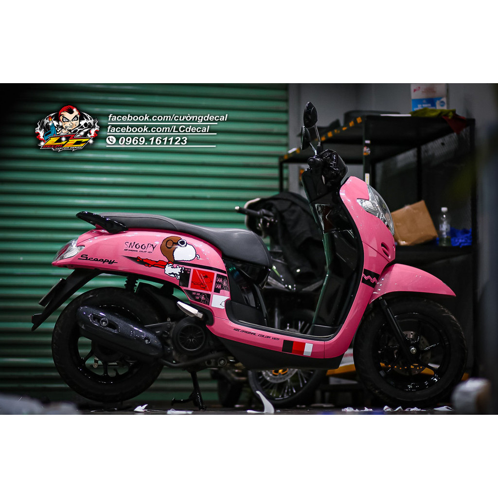 Tem rời xe Scoopy mẫu Snoopy Cartoon phối hồng full , thiết kế đẹp mắt ...