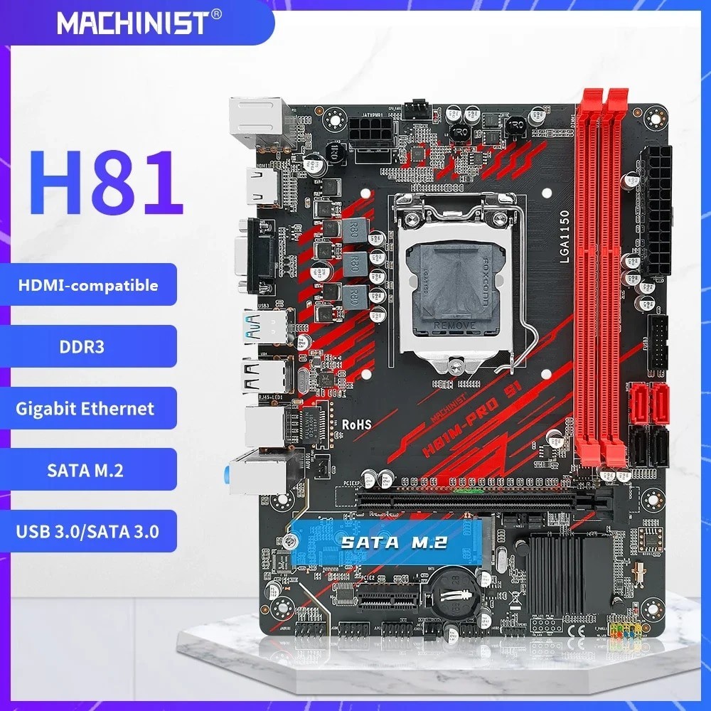 Mới Machinist main H81M PRO S1 LGA 1150 M.2 khe cắm hỗ trợ i3 i5 i7/Xeon E3 V3 Bộ vi xử lý DDR3 ...