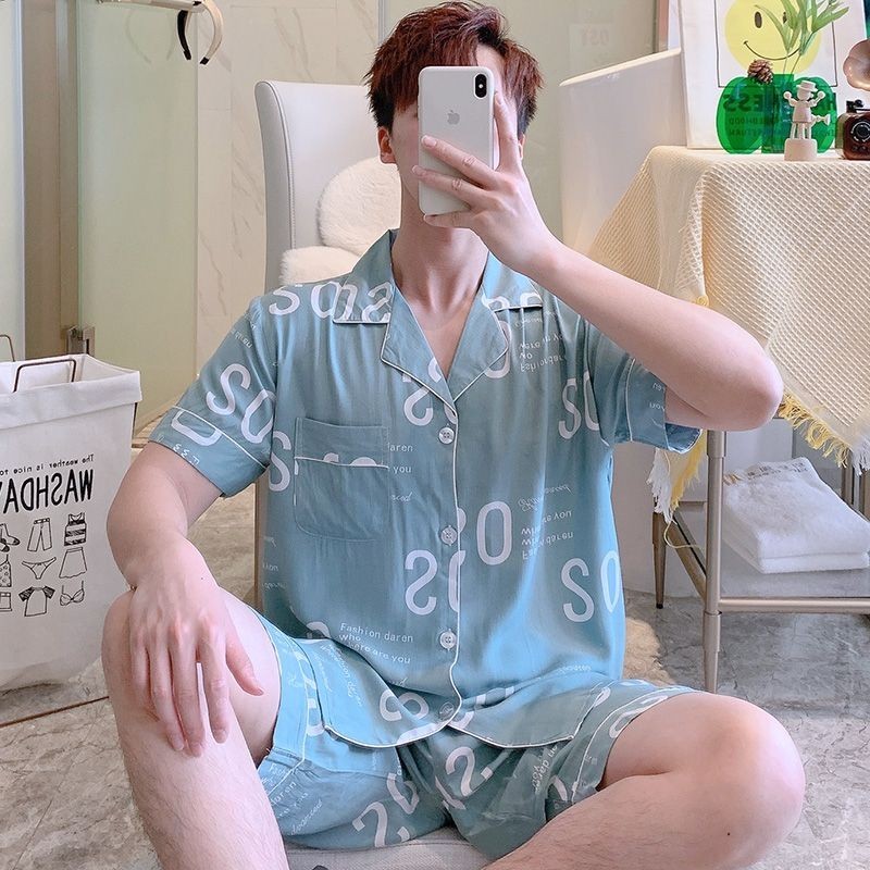 Bộ đồ ngủ nam kẻ sọc cỡ lớn Bộ đồ ngủ in hình hoạt hình | Shopee Việt Nam