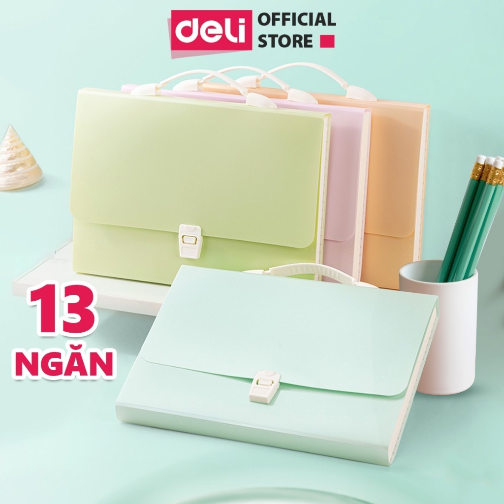 [VPP DELI] Cặp File Tài Liệu A4 13 Ngăn Deli Túi Đựng Hồ Sơ Tài Liệu Mở Rộng Pastel Học Sinh Văn ...