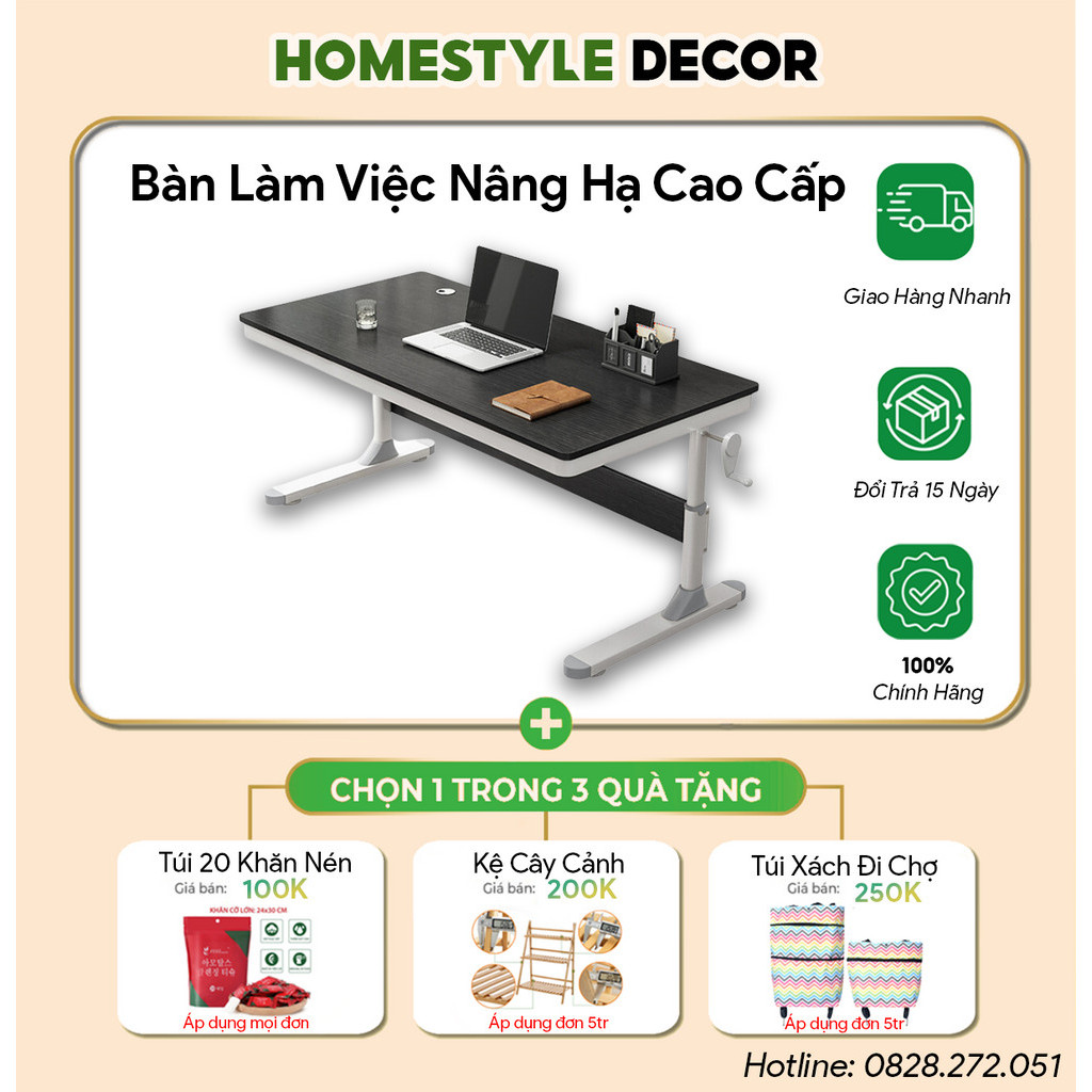 Bàn Làm Việc Bàn Học Sinh Cao Cấp Nâng Hạ Chiều Cao Homestyledecor Kích ...