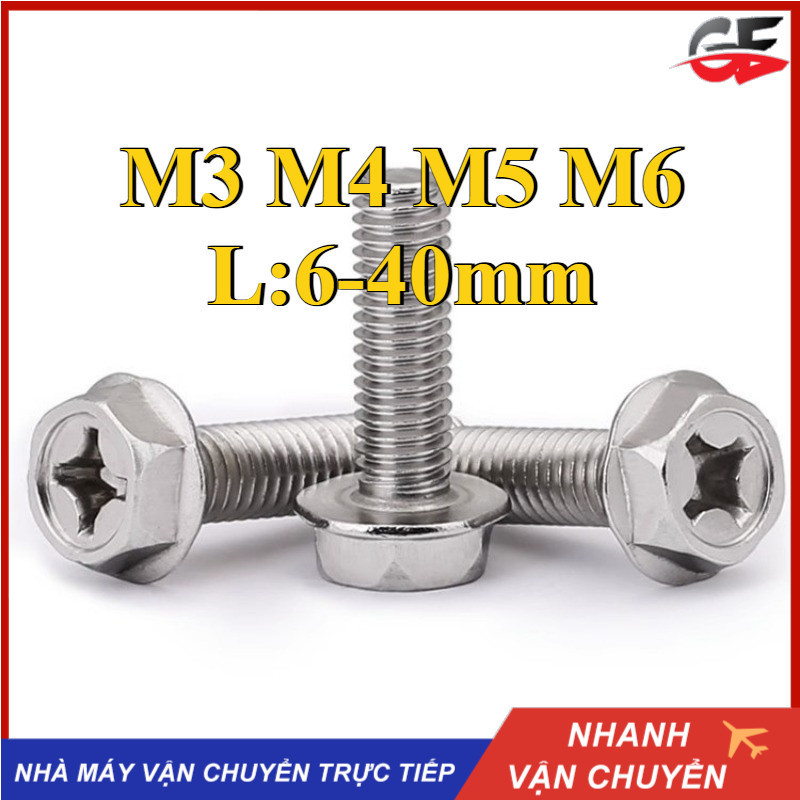 M3 / M4 / M5 / M6 Bulong liền long đền inox 304 - Ốc chống tháo ,Bulong ...