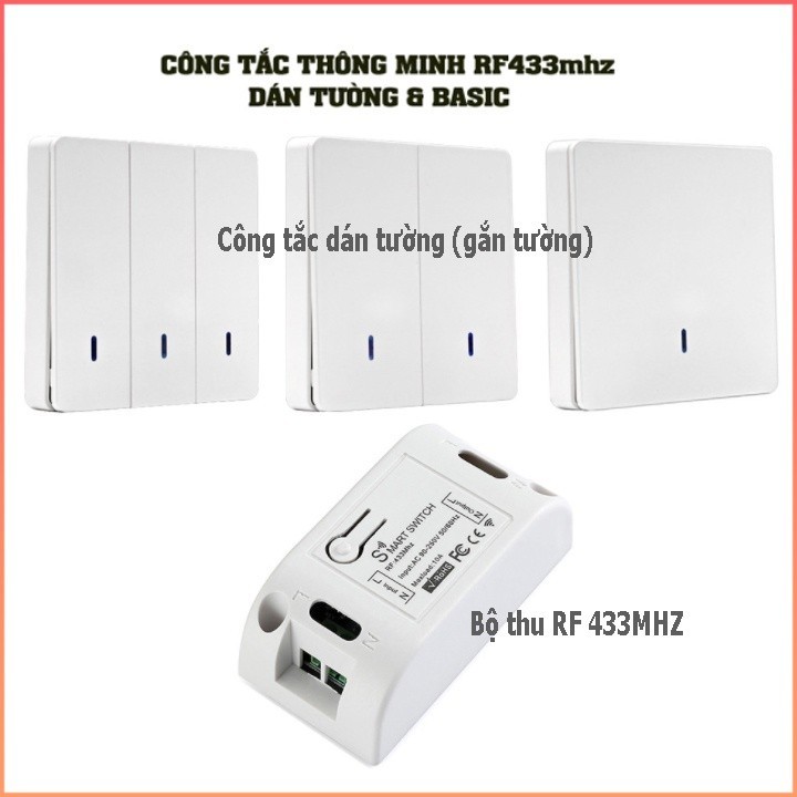 [NEW] Công tắc điều khiển từ xa dán tường không dây RF 433MHz Khay pin rút, Bộ Điều khiển không ...