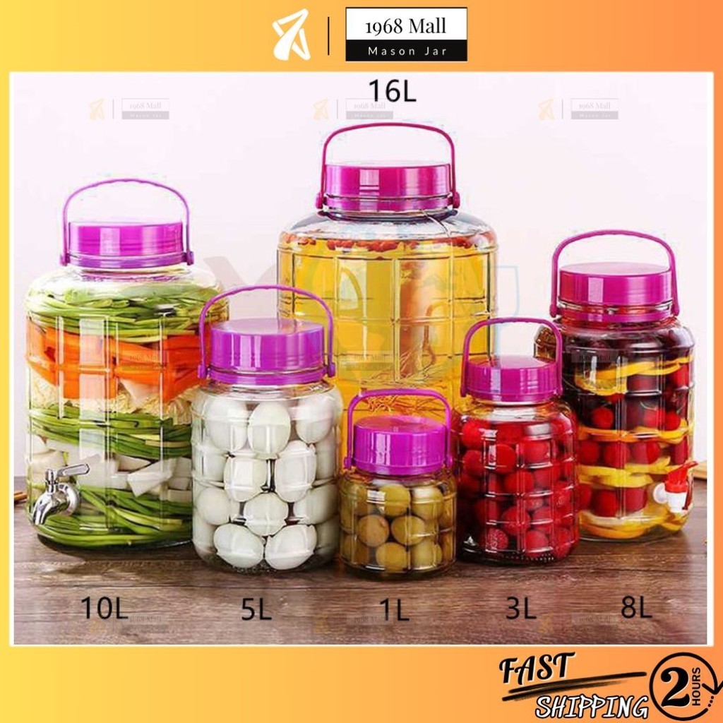 Bình Thủy Tinh Giá Rẻ Có Nắp Quai 1L 2L 3L 5L 8L 10L 12L 16L 20L Hũ Đựng Lớn Tròn Đẹp 1000Ml 1 2 ...