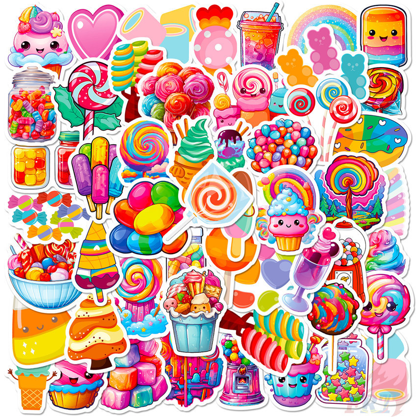 Colorful Candy Lollipop Dessert Series 01 Stickers 50Pcs/Set DIY ...