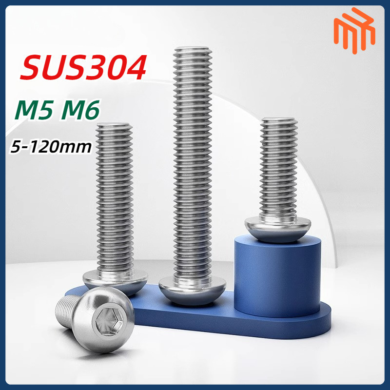 [MX1] Bu lông lục giác đầu tròn M5 M6 Ốc vít inox, Bulong inox lục giác đầu dù Inox 304 | Shopee ...
