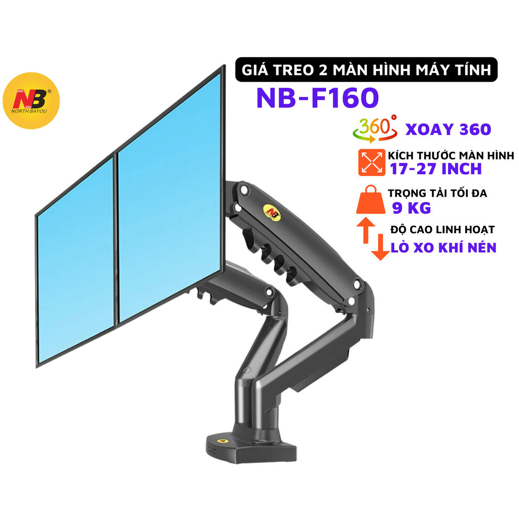 Arm 2 màn hình máy tính NB-F160, giá treo màn hình máy tính NB F160 17 ...