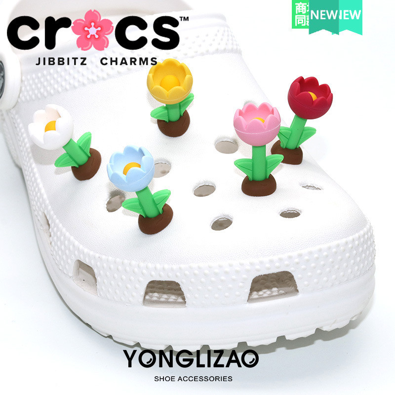 Charm cross Jibbitz Khóa Giày 3D Hoa Ba Chiều Hoa Hồng Tulip Hoạt Hình ...