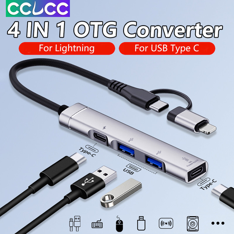 Cclcc 4 TRONG 1 Lightning / USB Type C Bộ chuyển đổi đa chức năng HUB, Bộ chuyển đổi USBOTG ...