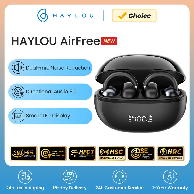 HAYLOU Tai nghe kẹp tai HAILOU AirFree Bluetooth 5.4 Tai nghe không dây ...