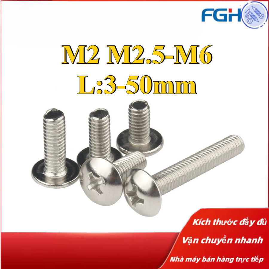 Bulong đầu dù/Vít Đầu Dẹt Bằng/Bulong Đầu tròn/Bulong chỏm cầu nhỏ Mạ niken，Ốc Vít pake đầu tròn ...