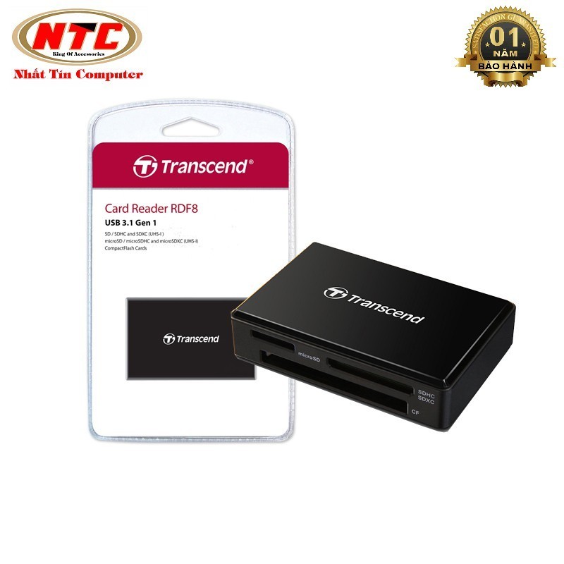 Đầu đọc thẻ 3.1 Transcend RDF8 Multi Card Reader - hỗ trợ 3 khe MicroSD ...