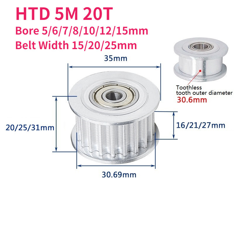 1 Chiếc HTD 5M 20T 20 Răng Idler Ròng Rọc Căng Bánh Xe Khoan 5 / 6 / 7 ...