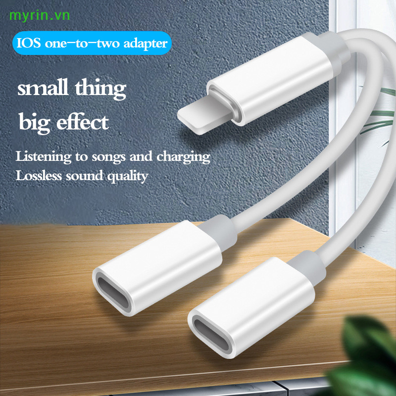 Myrin Bộ chuyển đổi âm thanh 2 trong 1 Cáp sạc nhạc IOS kép Bộ chuyển ...