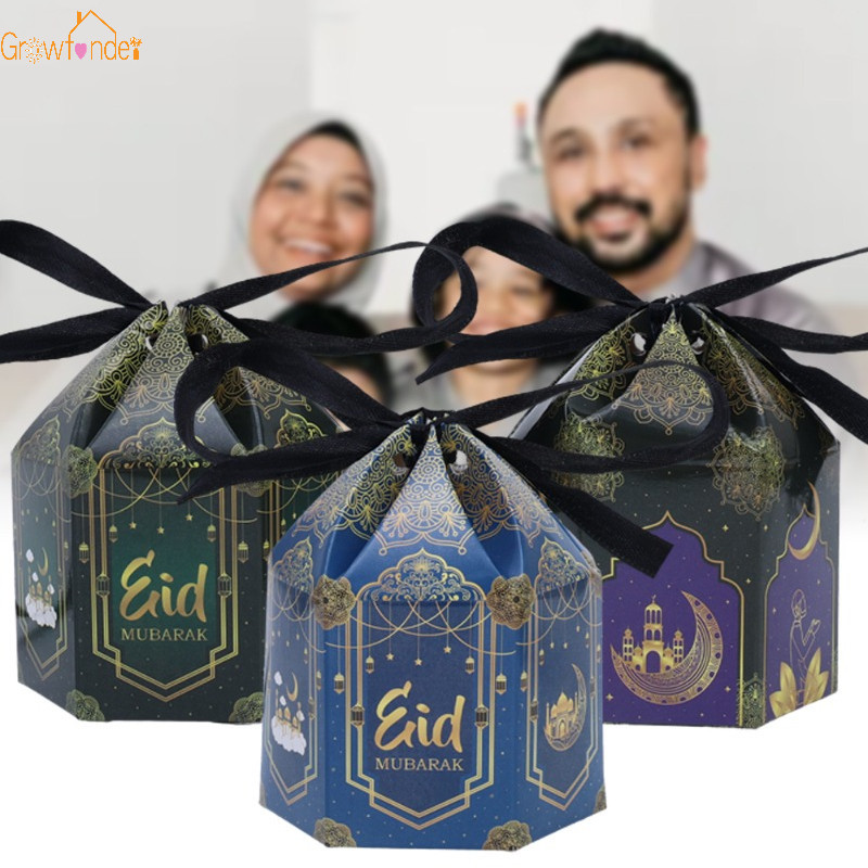 1 Eid Al-Fitr Mubarak DIY Kẹo Hộp Quà Tặng Ramadan Mặt Trăng Bao Bì Túi Muslin Hồi Giáo Eid Đảng ...