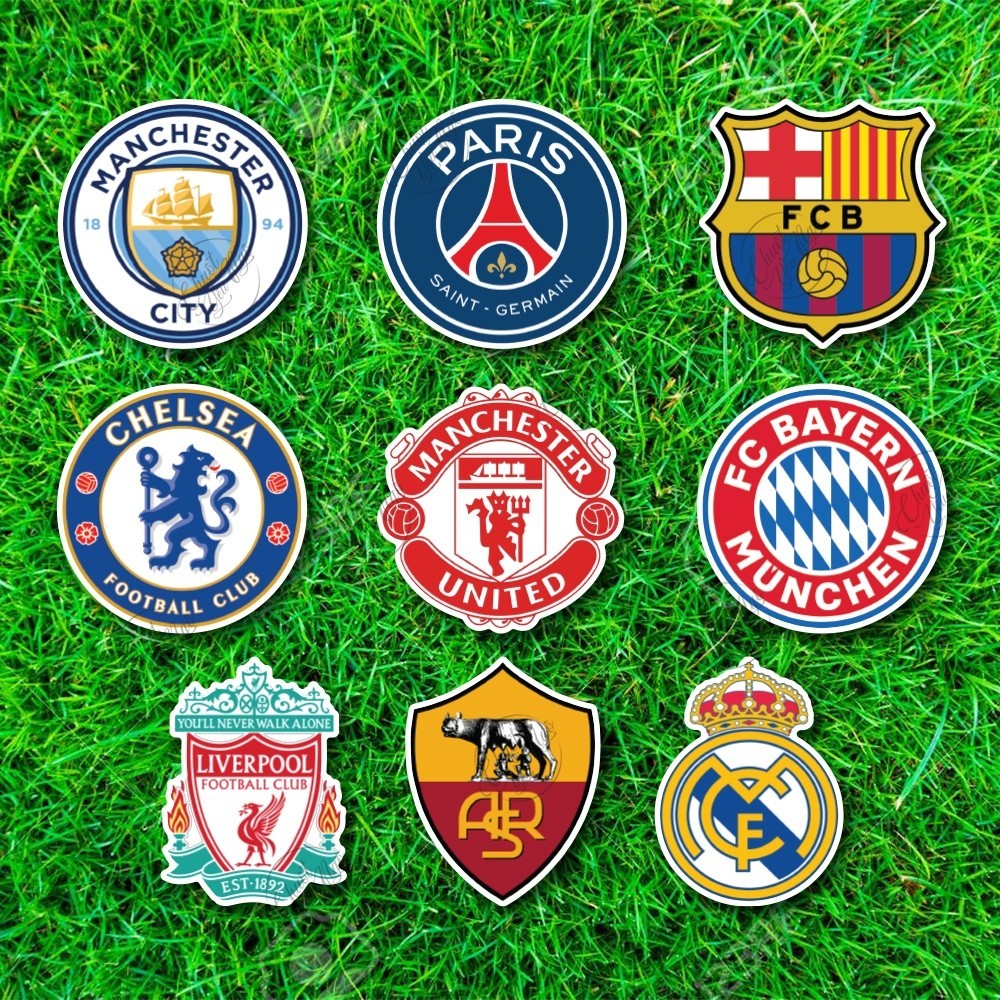 Combo 9 sticker logo decal các clb bóng đá chelsea manchester fcb ...